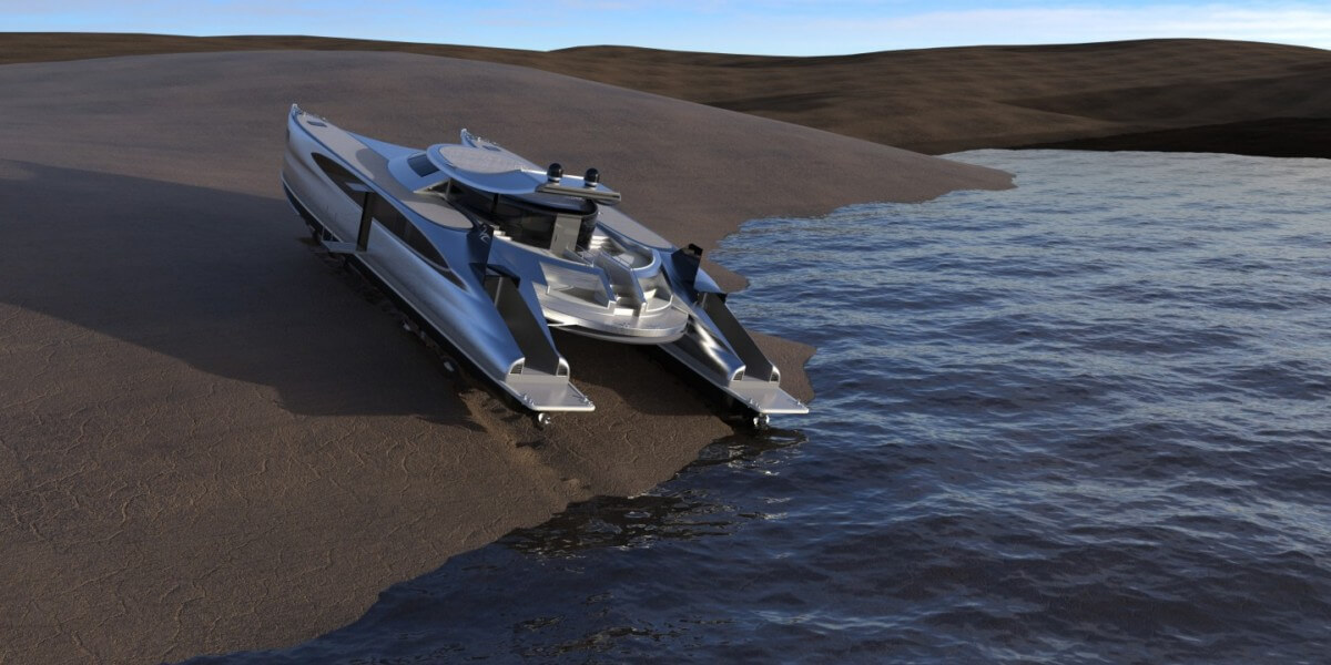 Lazzarini Showcases Pagurus Solar-Powered Amphibious Catamaran