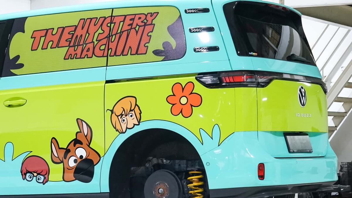 This VW ID. Buzz Transformed into Scooby-Doo's Mystery Machine